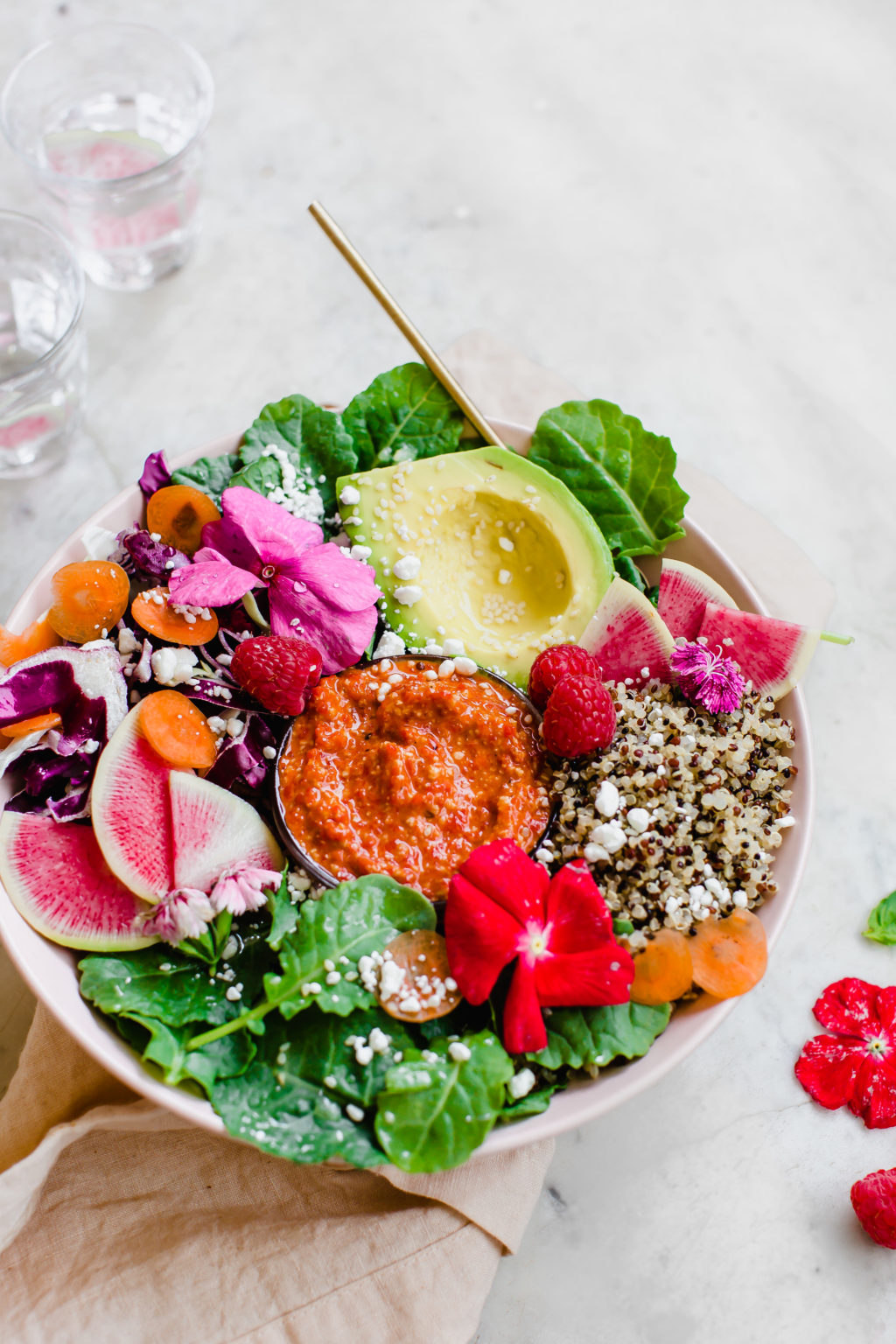 Nourish Bowl with a Raspberry-Romesco Sauce - California Giant Berry Farms