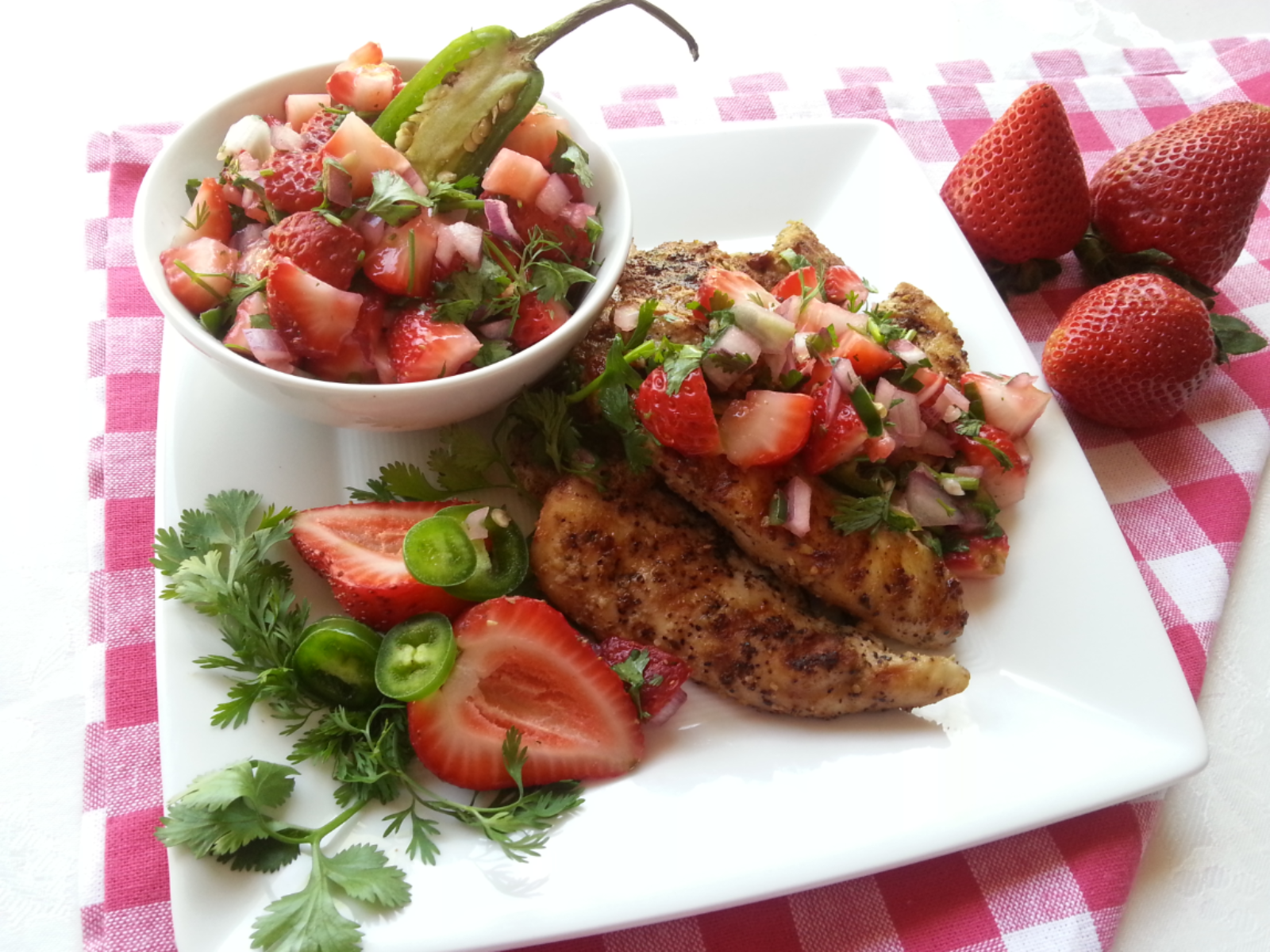 Grilled Chicken Tenderloins with Fresh Strawberry, Jalapeño, Cilantro ...