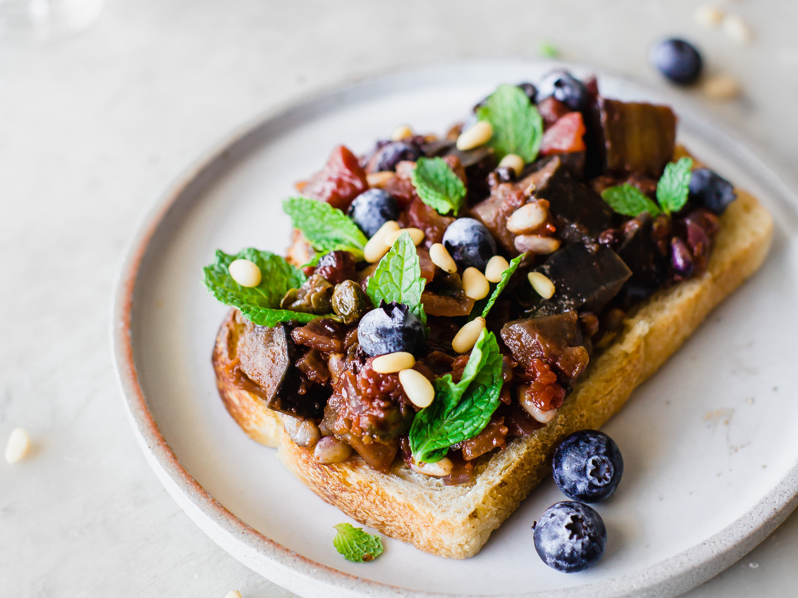 Blueberry Caponata Over Toast - California Giant Berry Farms