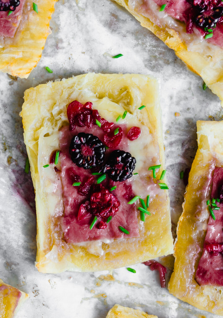 Upside Down Puff Pastry Croque Monsieur with Caramelized Blackberries ...